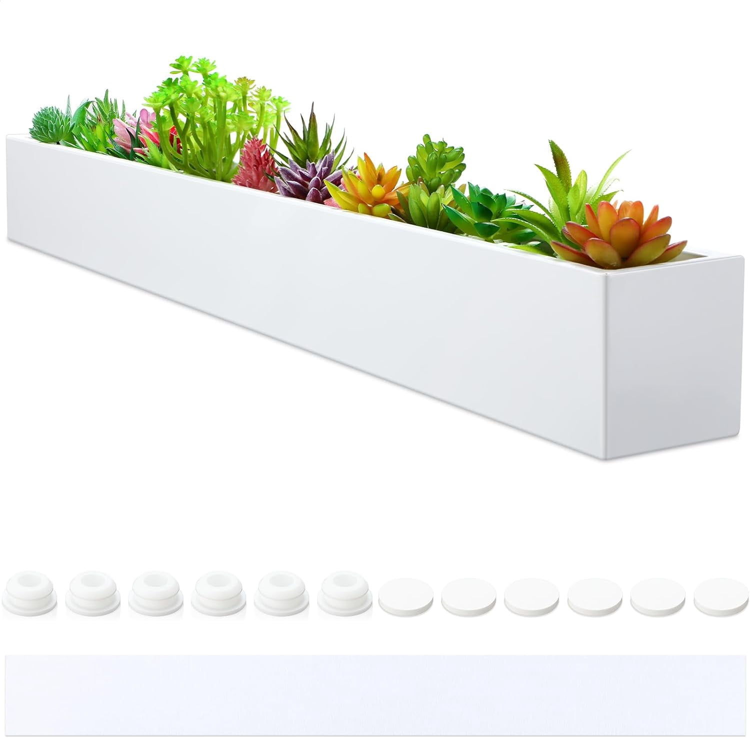 1 Pcs Long Rectangular Planter Box Window Sill Plant Box Metal Water ...