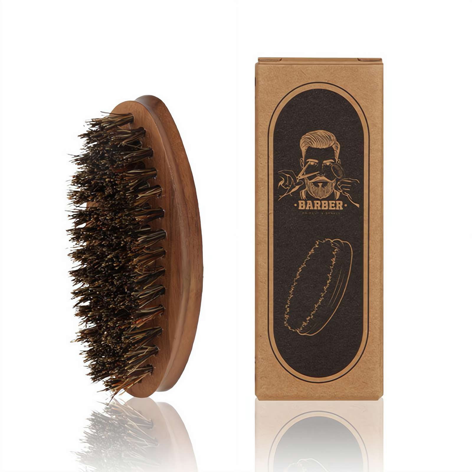 1 Pcs Men's Hair Styling Brush, Natural Curved Boar Bristle Smoothing ...
