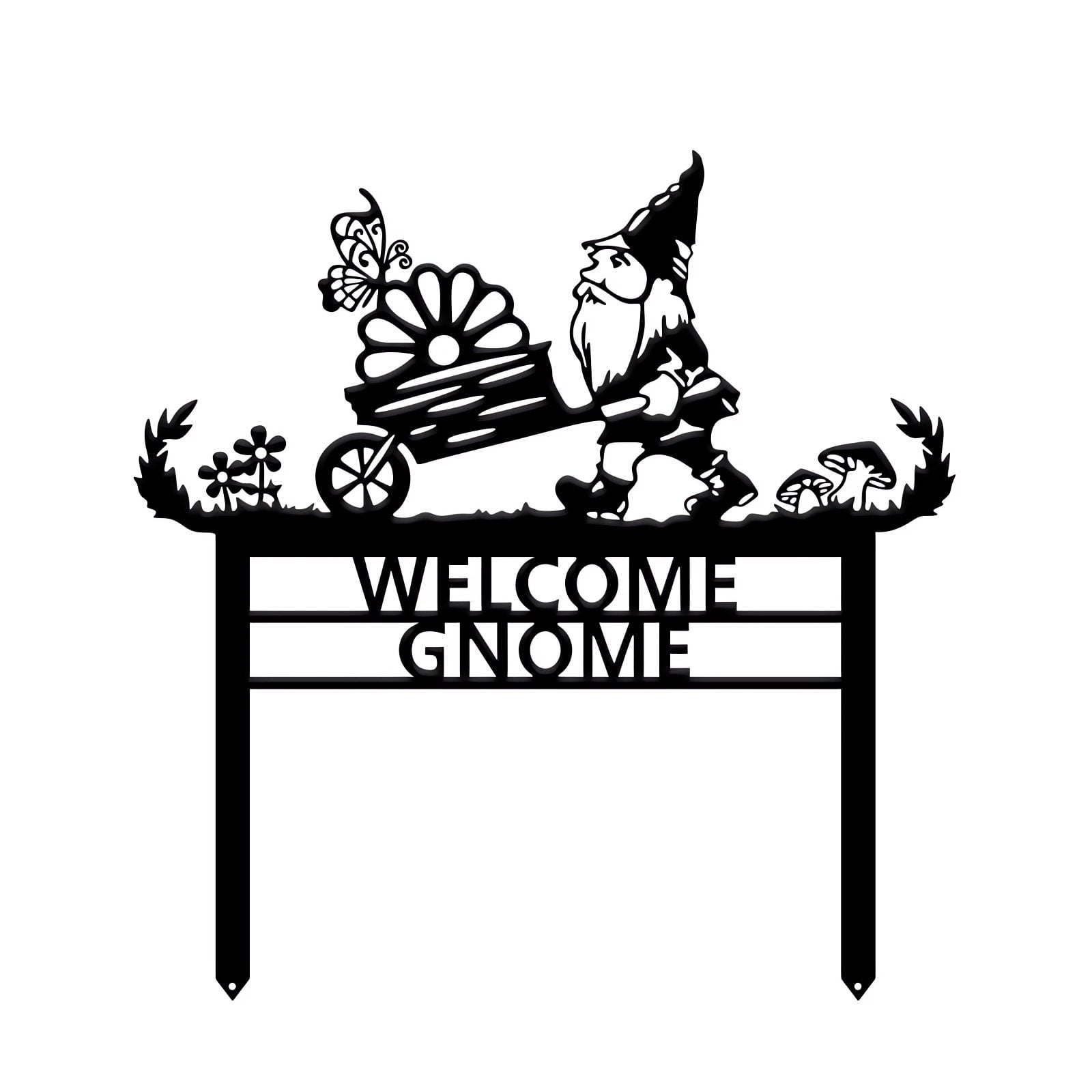 1 Pcs Metal Garden Welcome Sign - Gnome & Floral Design Outdoor Decor ...