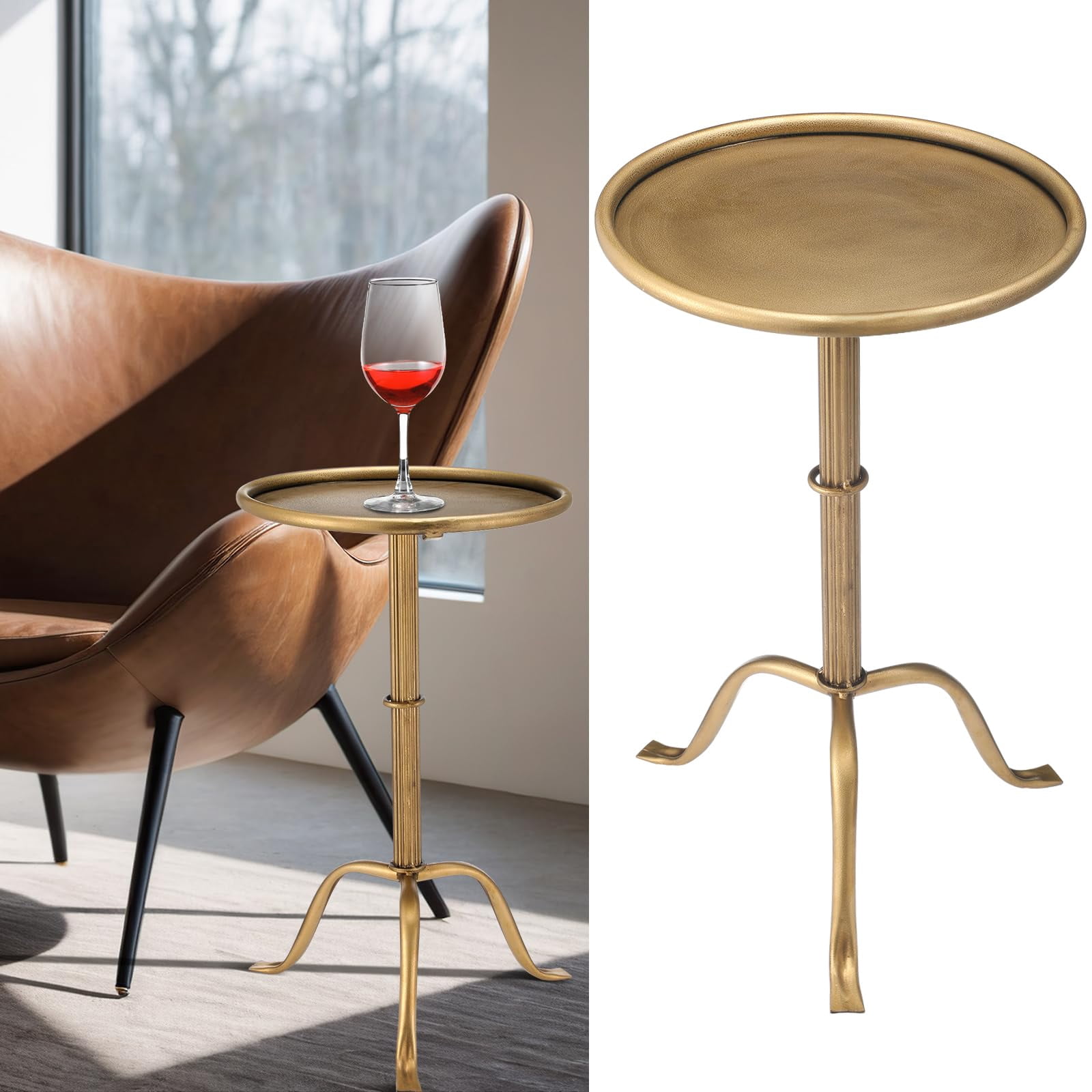 1 Pcs Metal Martini Table Bronze Small Round Drink Table12.5 x 12.5 x ...