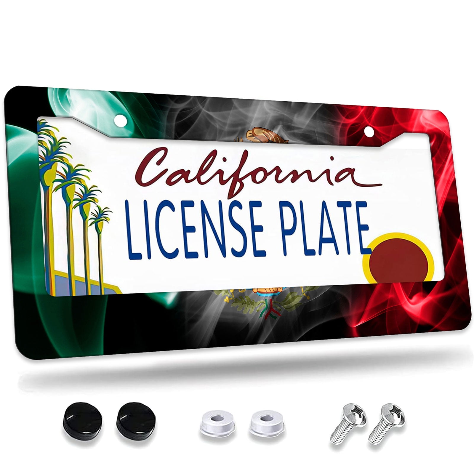 1 Pcs Mexican Flag with Smoky Effect License Plate Frame,License Plate ...
