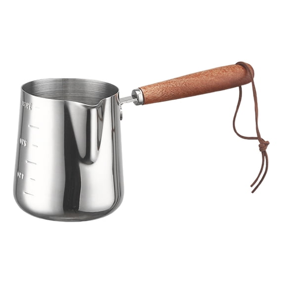1 Pcs Milk Frothing Pitcher, Milk Frother Cup with Wood Handle , 304 ...