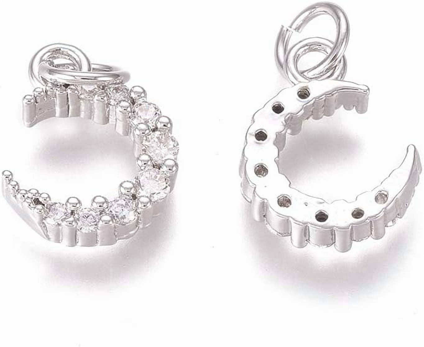 1 Pcs Moon Pendant Charms Brass Micro Pave Clear Cubic Zirconia Charms ...