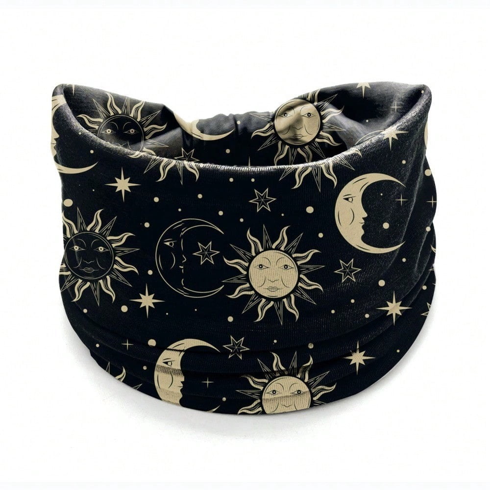 1 Pcs Moon Sun Pattern Printed Wide Edge Headband Non-Slip Knotted ...