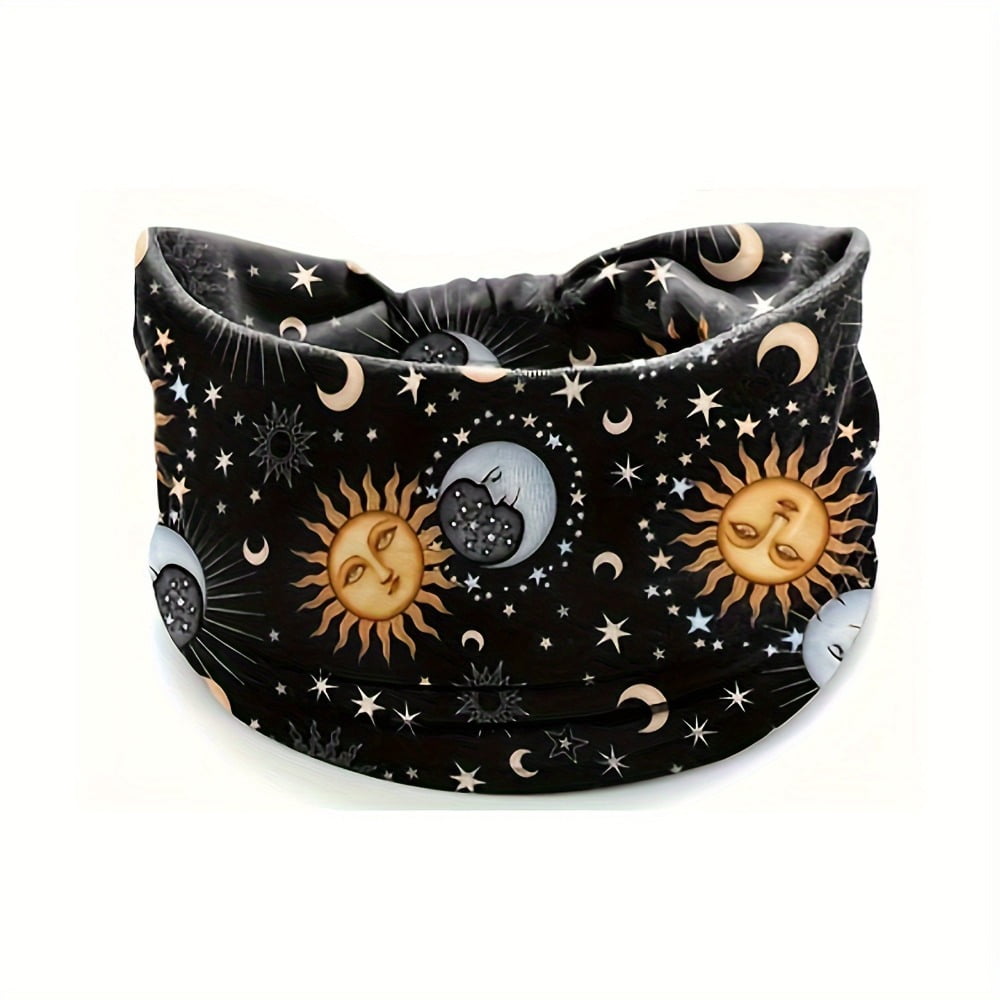 1 Pcs Moon Sun Pattern Printed Wide Edge Headband Non-Slip Knotted ...
