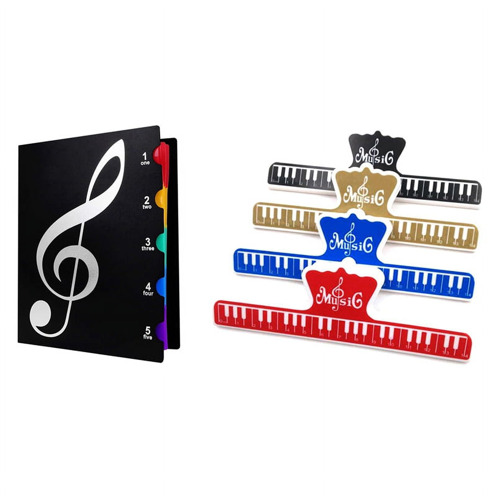 1 Pcs Music Themed Folder Holder Writable & 4 Pcs Music Book Note Paper ...