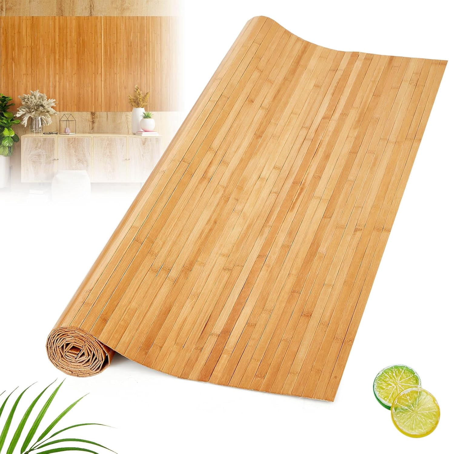 1 Pcs Natural Bamboo Wall Panel 4 x 8 ft Bamboo Covering Renewable Pole ...