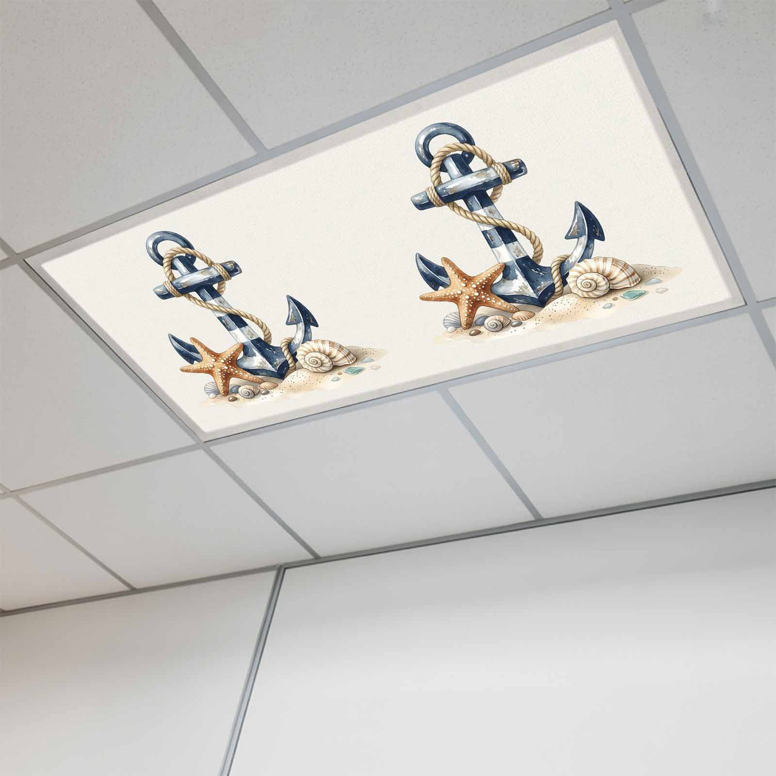 1 Pcs Nautical Anchor Fluorescent Light Covers Starfish Conch Sand ...