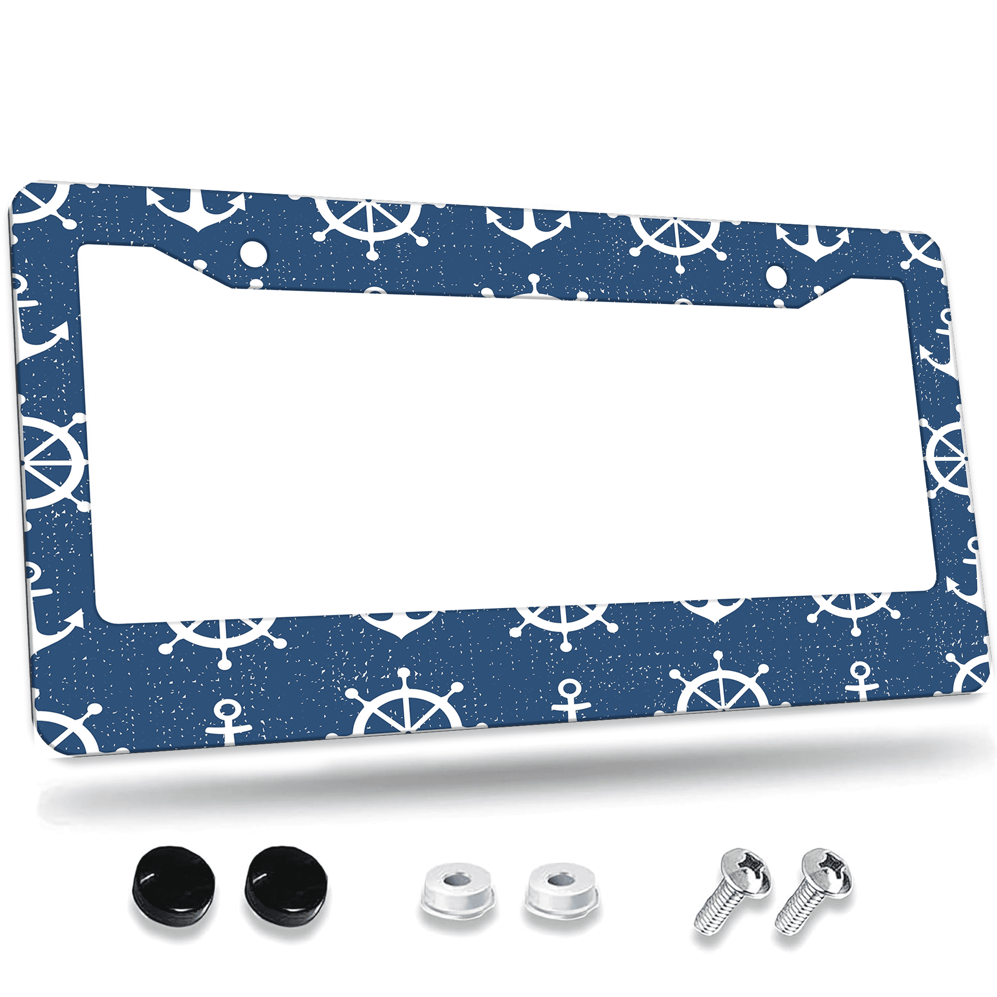 1 Pcs Nautical Anchors and Ship Wheels License Plate Frame, License ...
