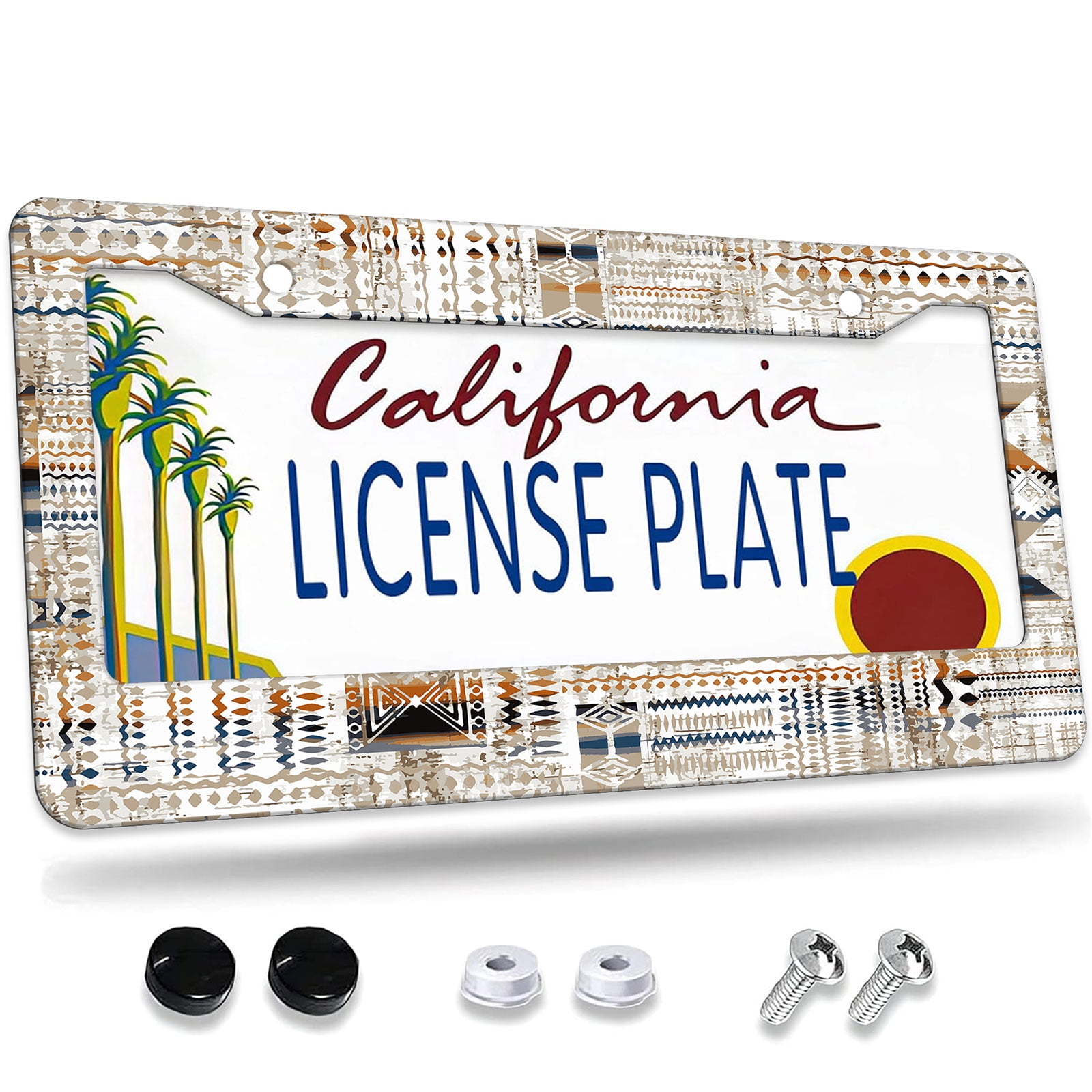 1 Pcs Boho Geometric Patterns License Plate Frame,License Plate Cover ...
