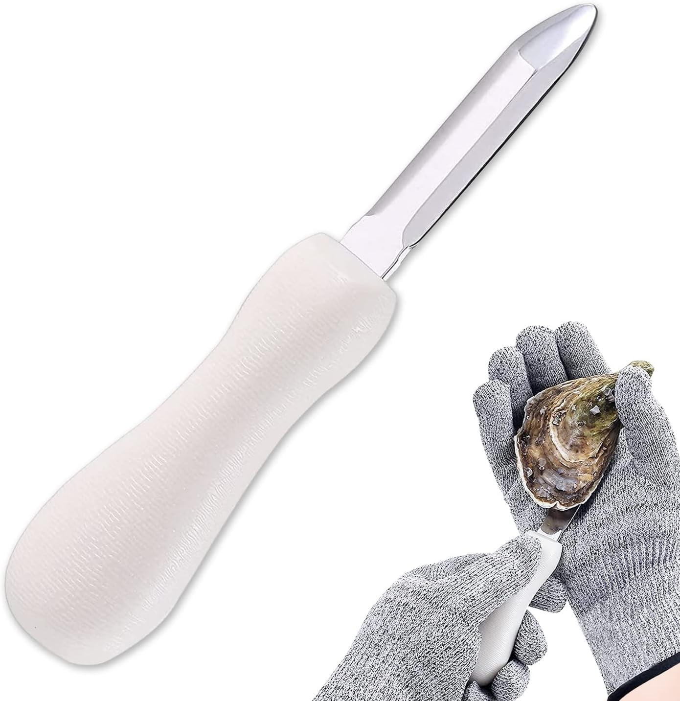 1 Pcs Oyster Shucker, Stainless Steel Oyster Knife with Non-Slip Poly ...