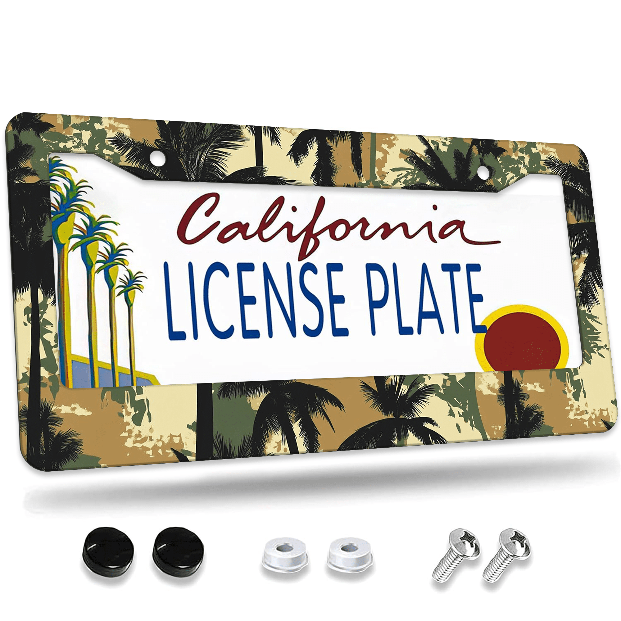 1 Pcs Palm Trees License Plate Frame, License Plate Cover for Car ...