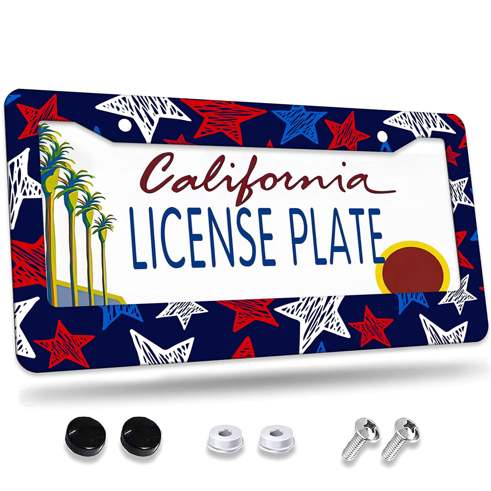 1 Pcs Patriotic Star Frame License Plate Frame,License Plate Cover for ...