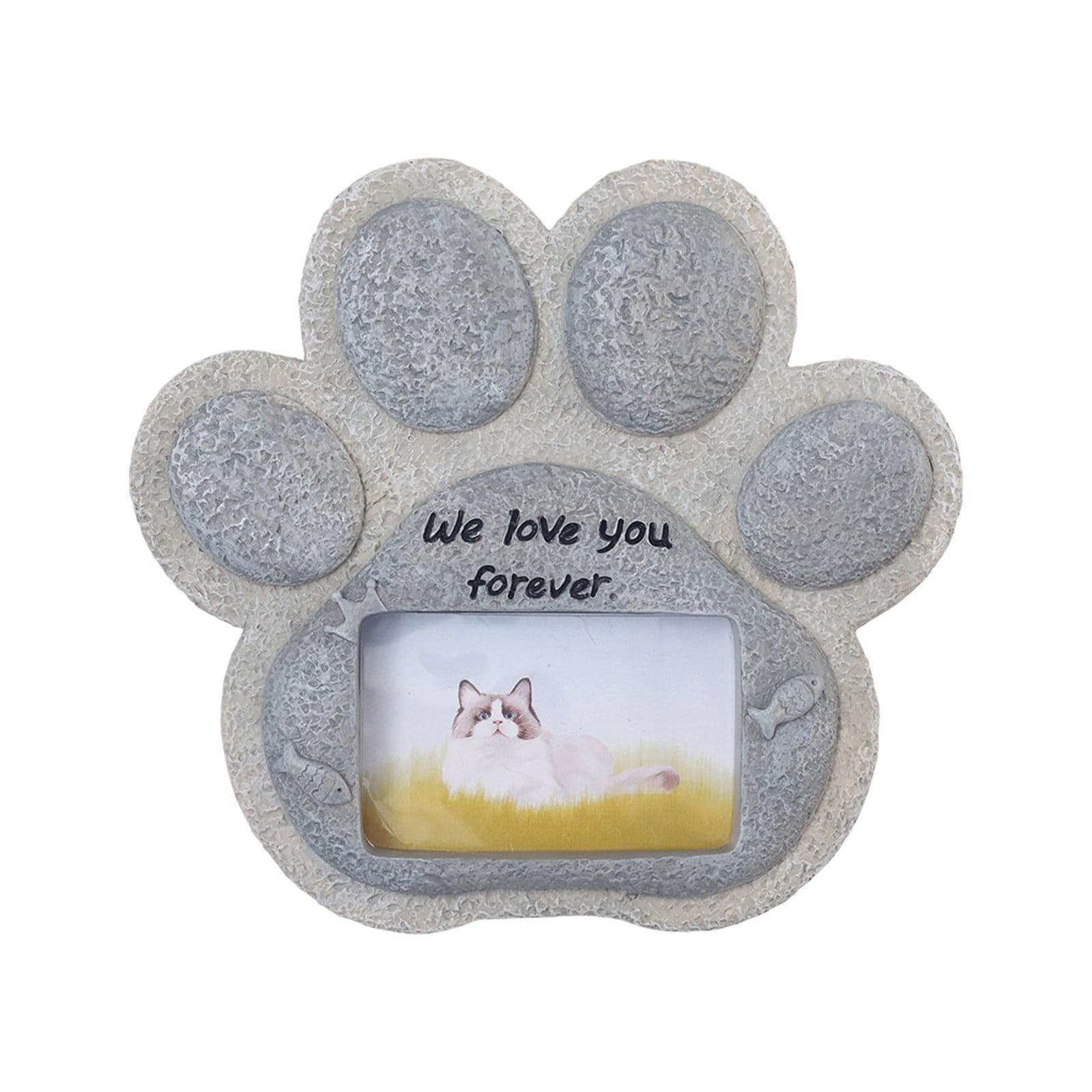 1 Pcs Paw Print Pet Memorial Stone Grave Marker with Photo Frame Slot ...