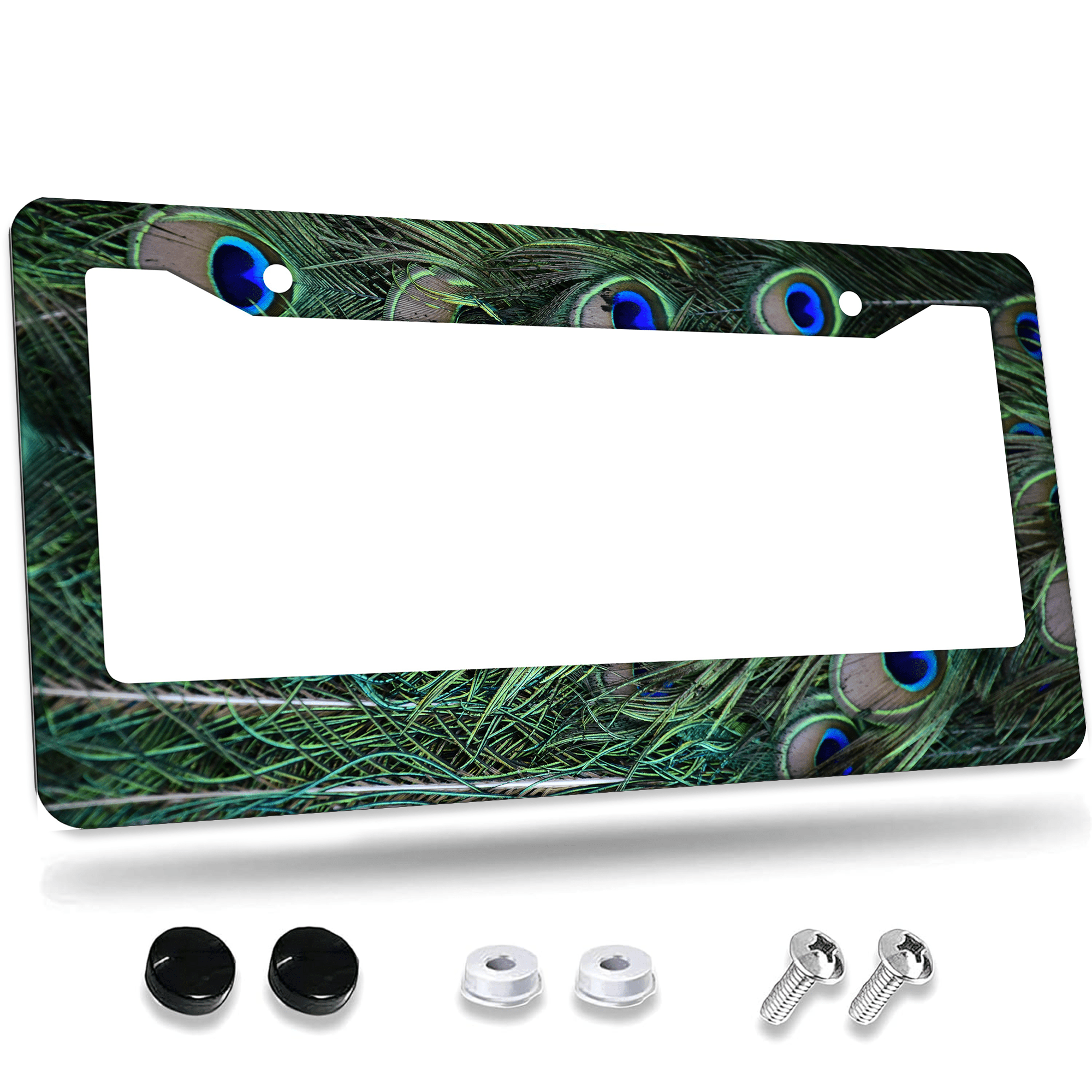 1 Pcs Peacock Feathers License Plate Frame, License Plate Cover for Car ...