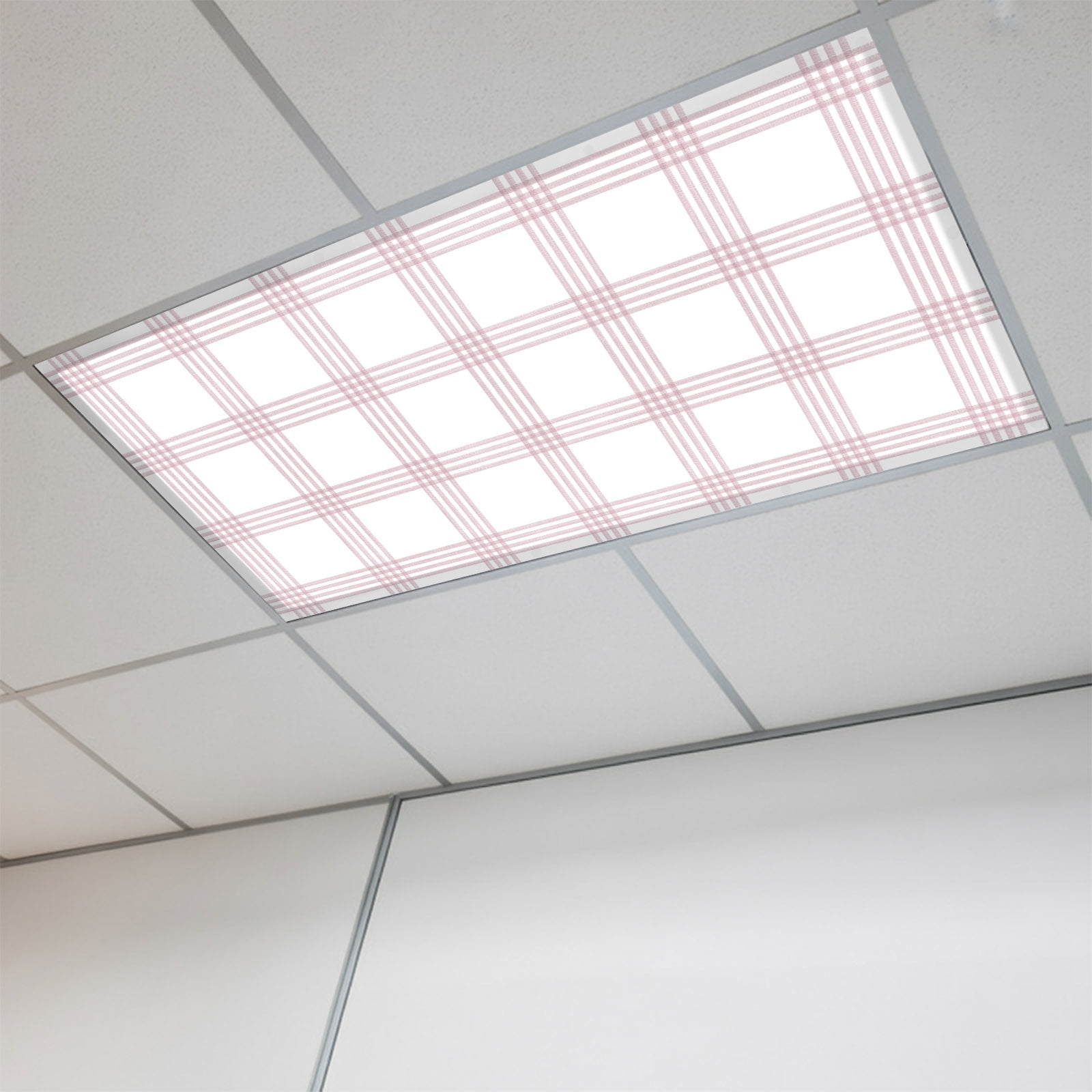 1 Pcs Pink Line Plaid Fluorescent Light Covers Vintage Boho Checkered ...