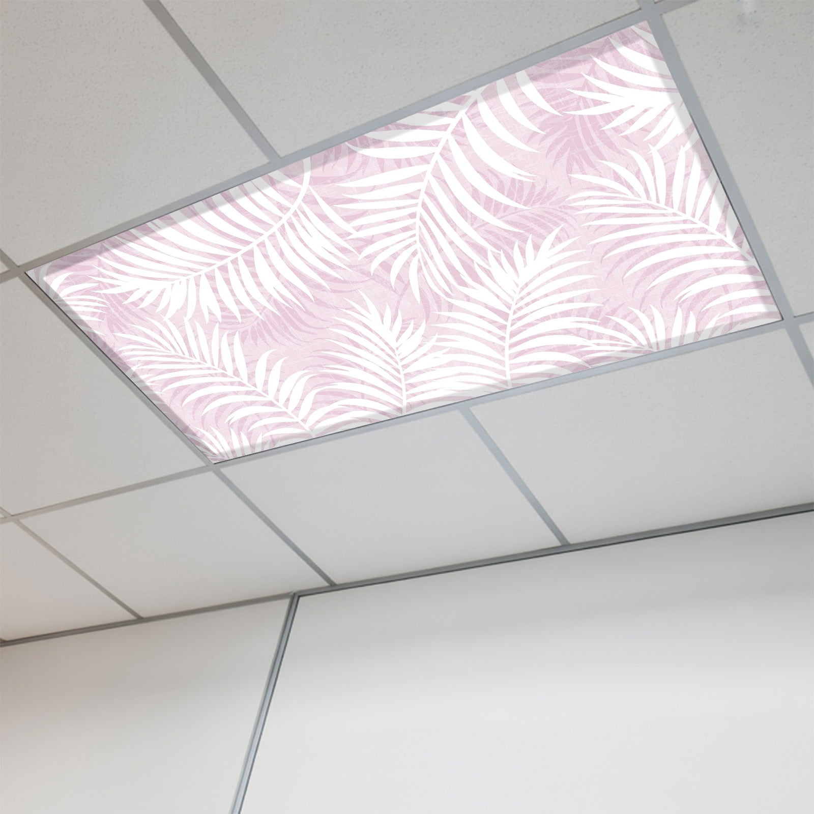 1 Pcs Pink Palm Leaf Fluorescent Light Covers Country Coastal Tropical ...