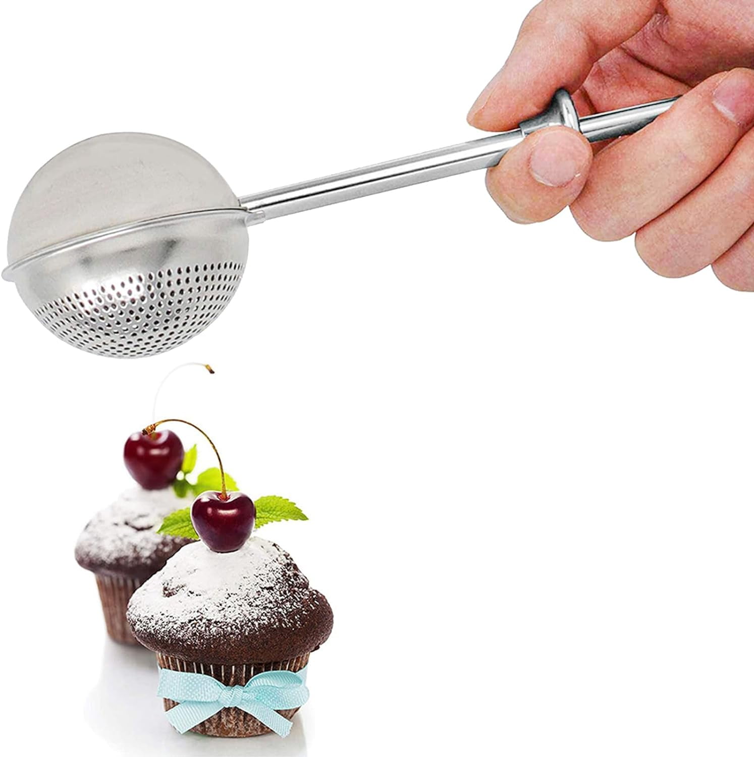 1 Pcs Powdered Sugar Flour, Stainless Steel Powdered Sugar Confectioners Shaker Duster Sifter ...