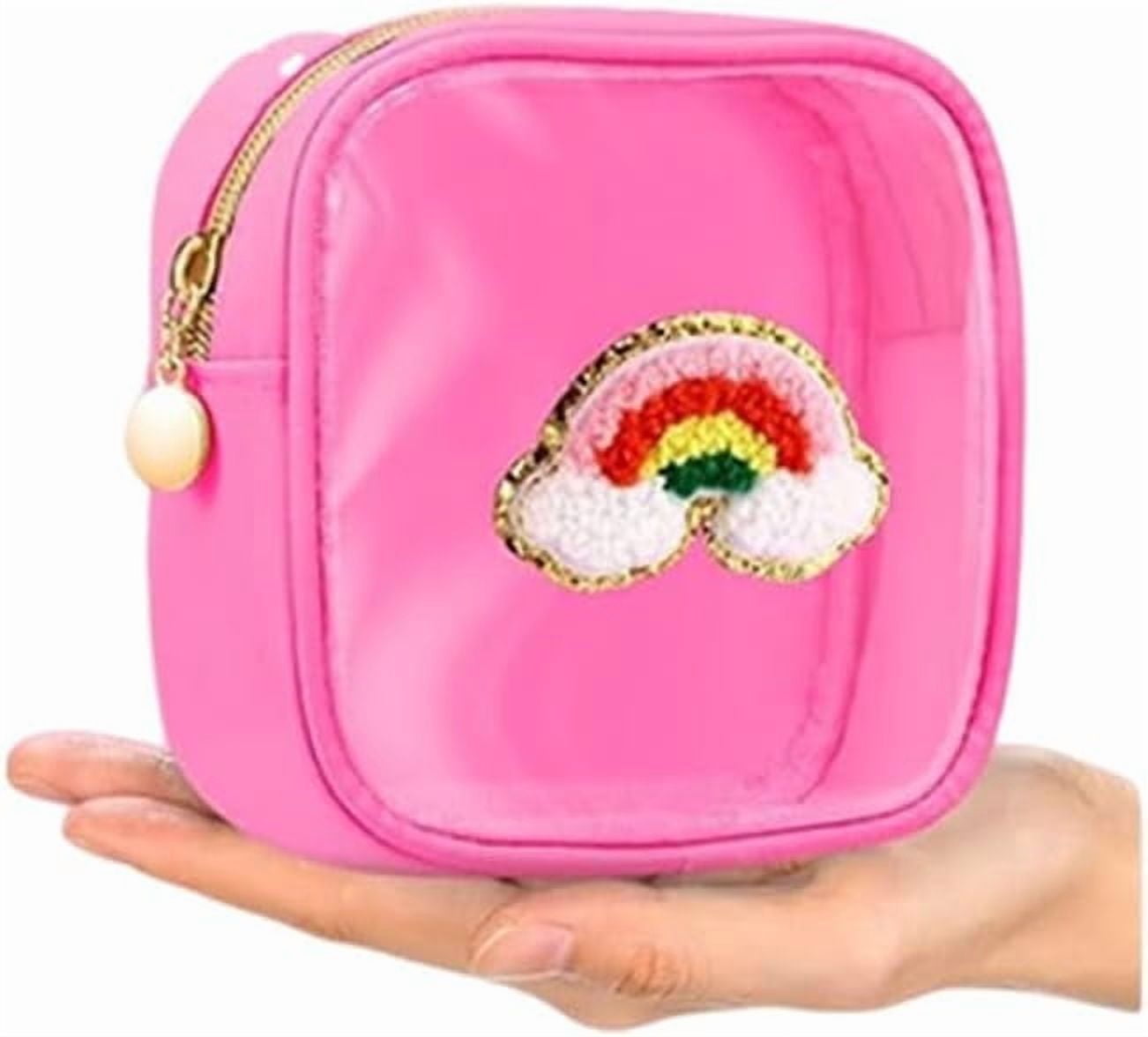1 Pcs Preppy Patch Makeup Bag Mini Clear Chenille Letter Pouch Cute ...