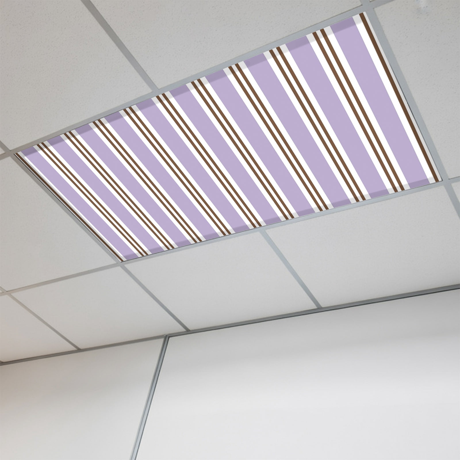 1 Pcs Pueple Stripes Fluorescent Light Covers White Pastel Purple Lines ...