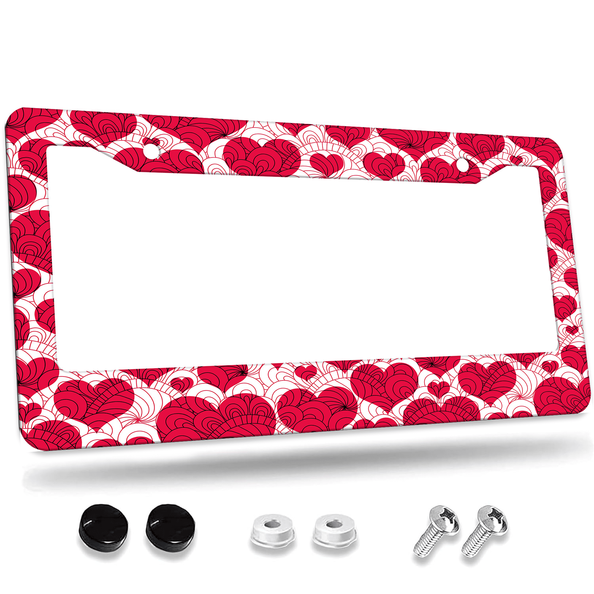 1 Pcs Red Heart Pattern License Plate Frame, License Plate Cover for ...