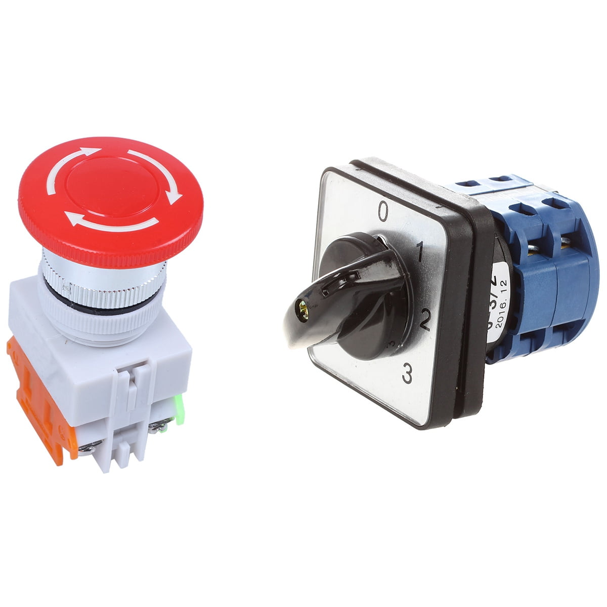 1 Pcs Red Mushroom Cap Emergency Stop Push Button Switch & 1 Pcs 6 ...