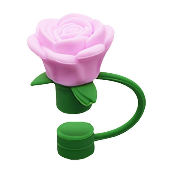 1 Pcs Rose Flower Straw Covers, Silicone Cover Dust Proof Plugs ...