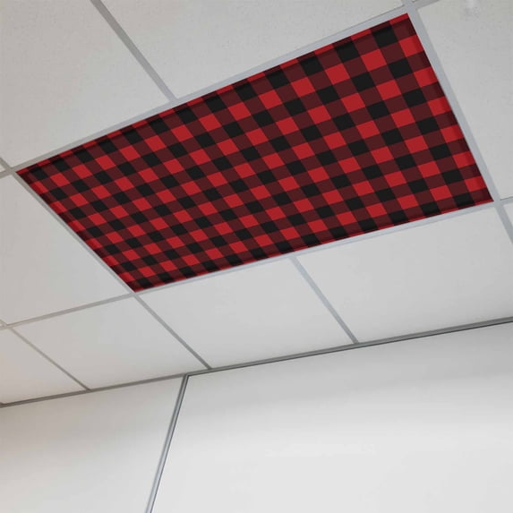 1 Pcs Rustic Red Fluorescent Light Covers and Black Buffalo Plaid ...