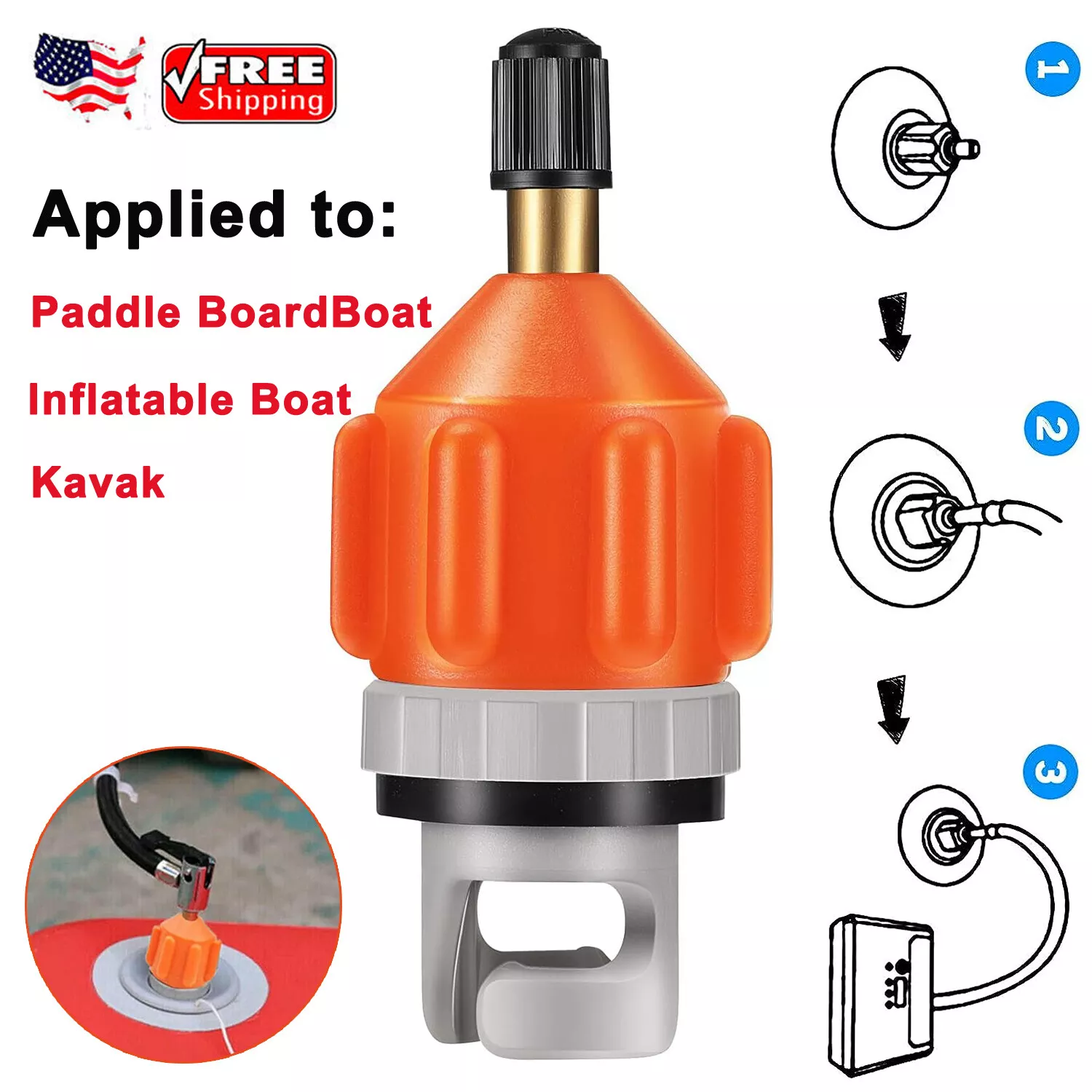 1 Pcs SUP Pump Adapter Inflatable Boat Air Valve Adaptor Paddle Board ...