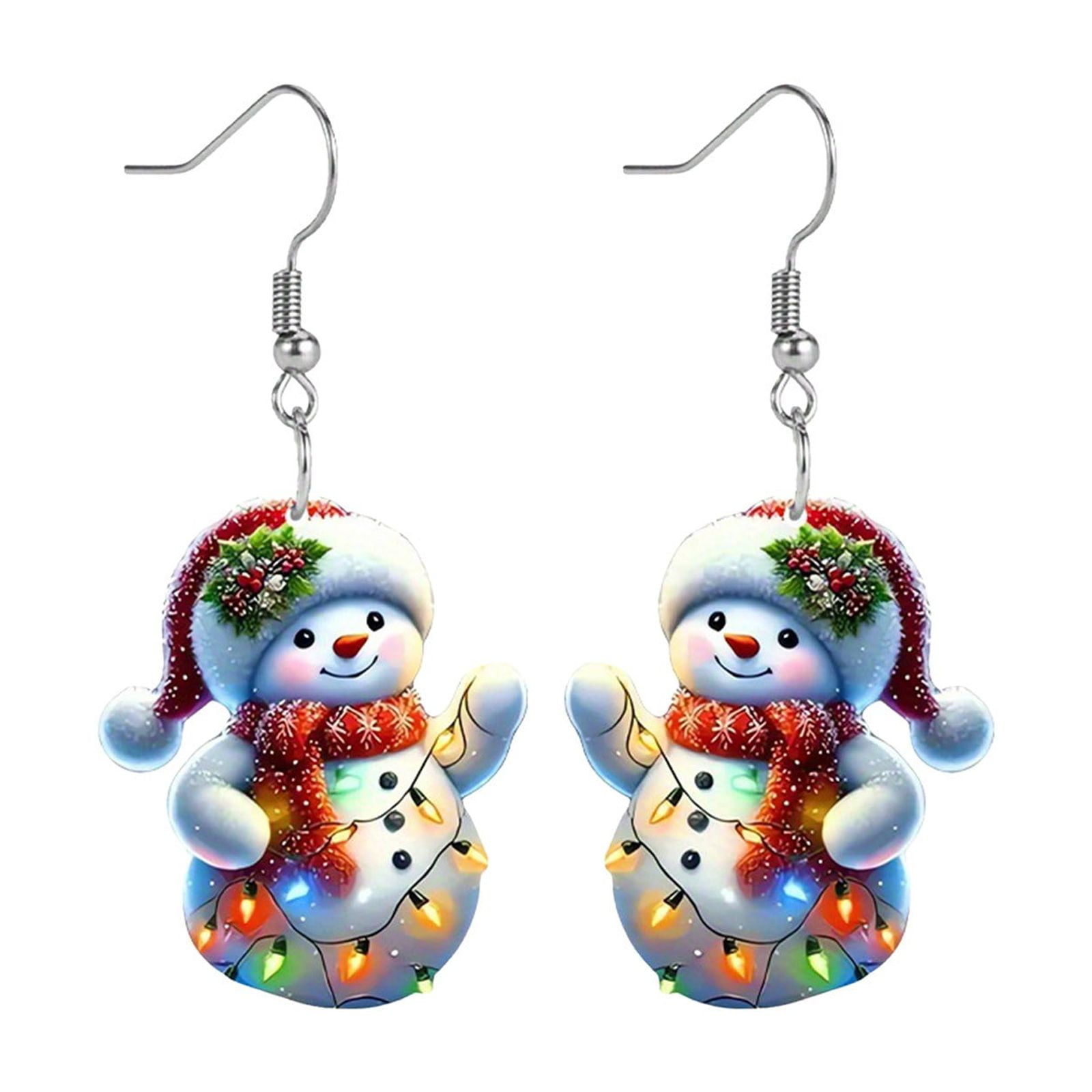 1 Pcs Snowman Christmas Earrings with Colorful Lights - Festive Holiday ...
