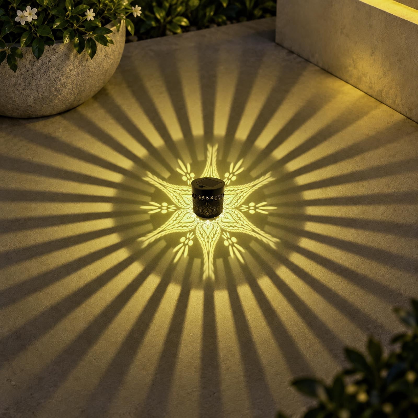 1 Pcs Solar Projection Lantern Outdoor Yard Light, Textured Pattern ...
