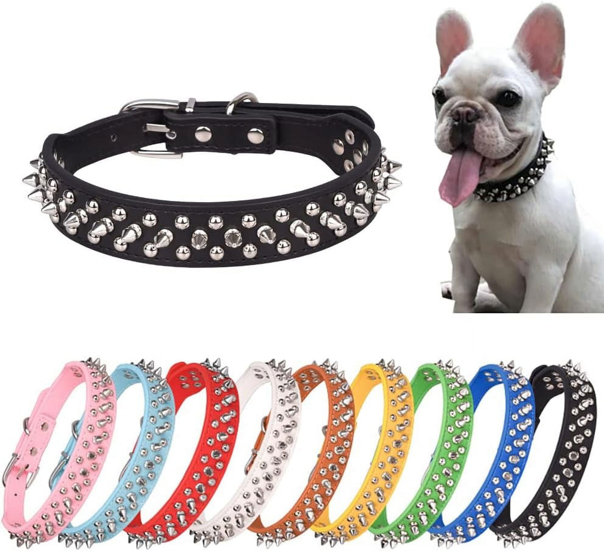 1 Pcs Spiked Dog Collar Soft Pu Leather Mushrooms Rivet Spike Studded ...