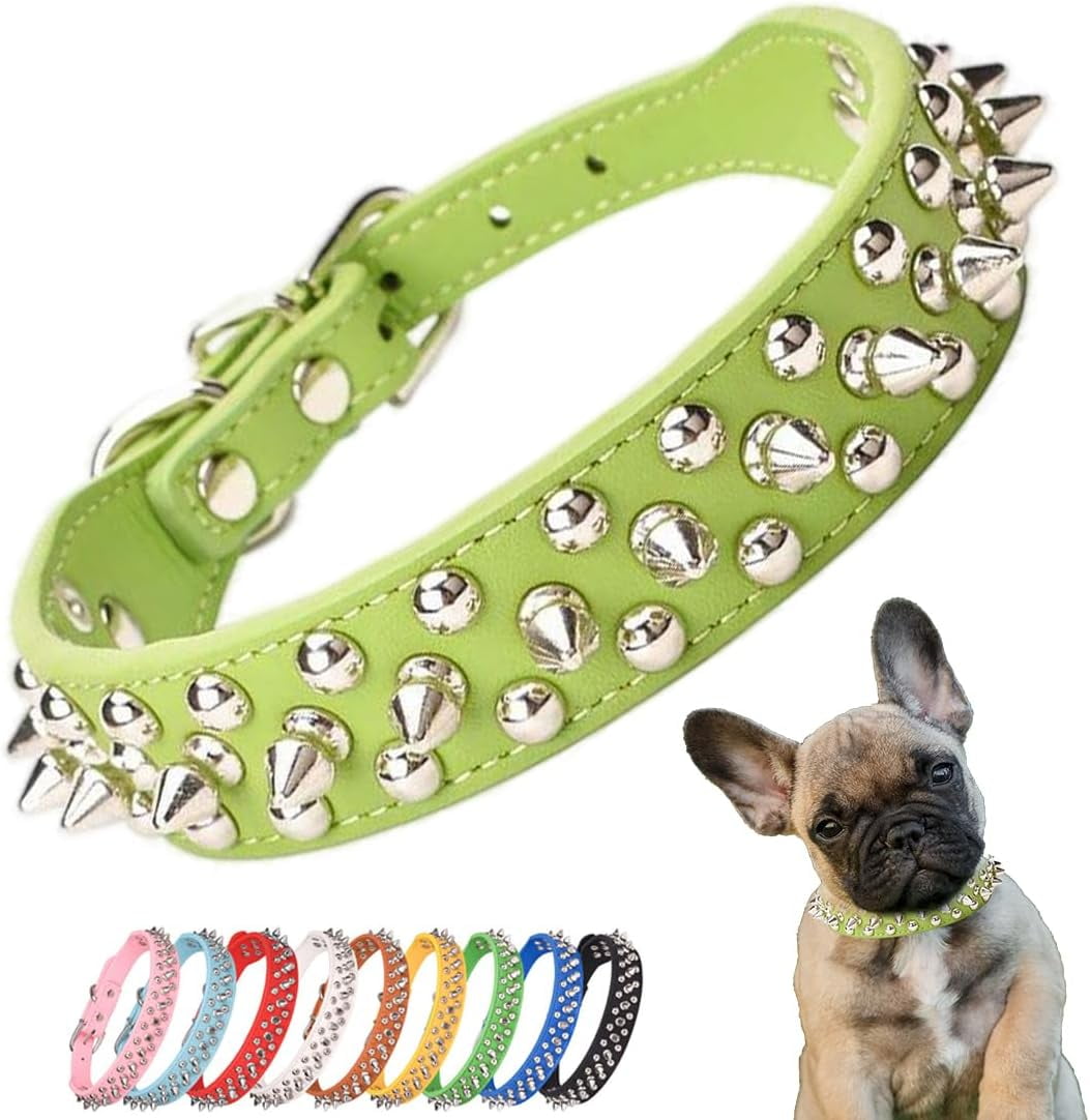 1 Pcs Spiked Dog Collar Soft Pu Leather Mushrooms Rivet Spike Studded ...