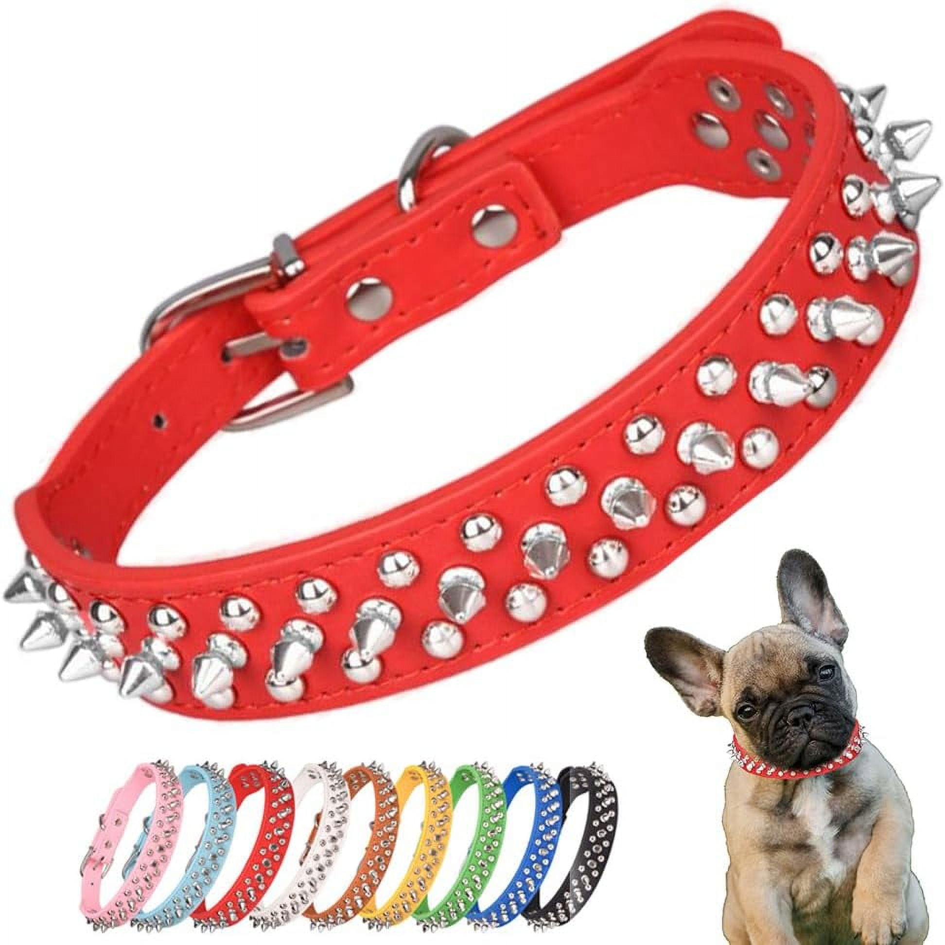 1 Pcs Spiked Dog Collar Soft Pu Leather Mushrooms Rivet Spike Studded ...