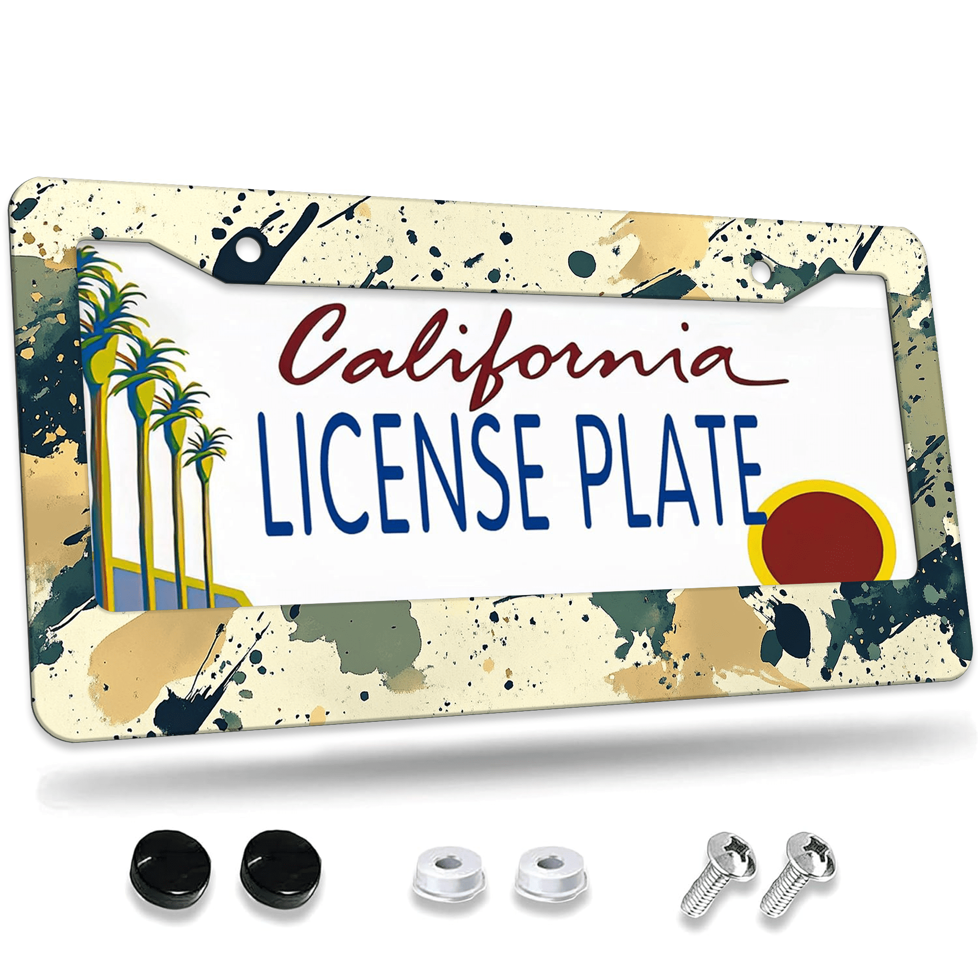 1 Pcs Splat Paint Art License Plate Frame, License Plate Cover for Car ...