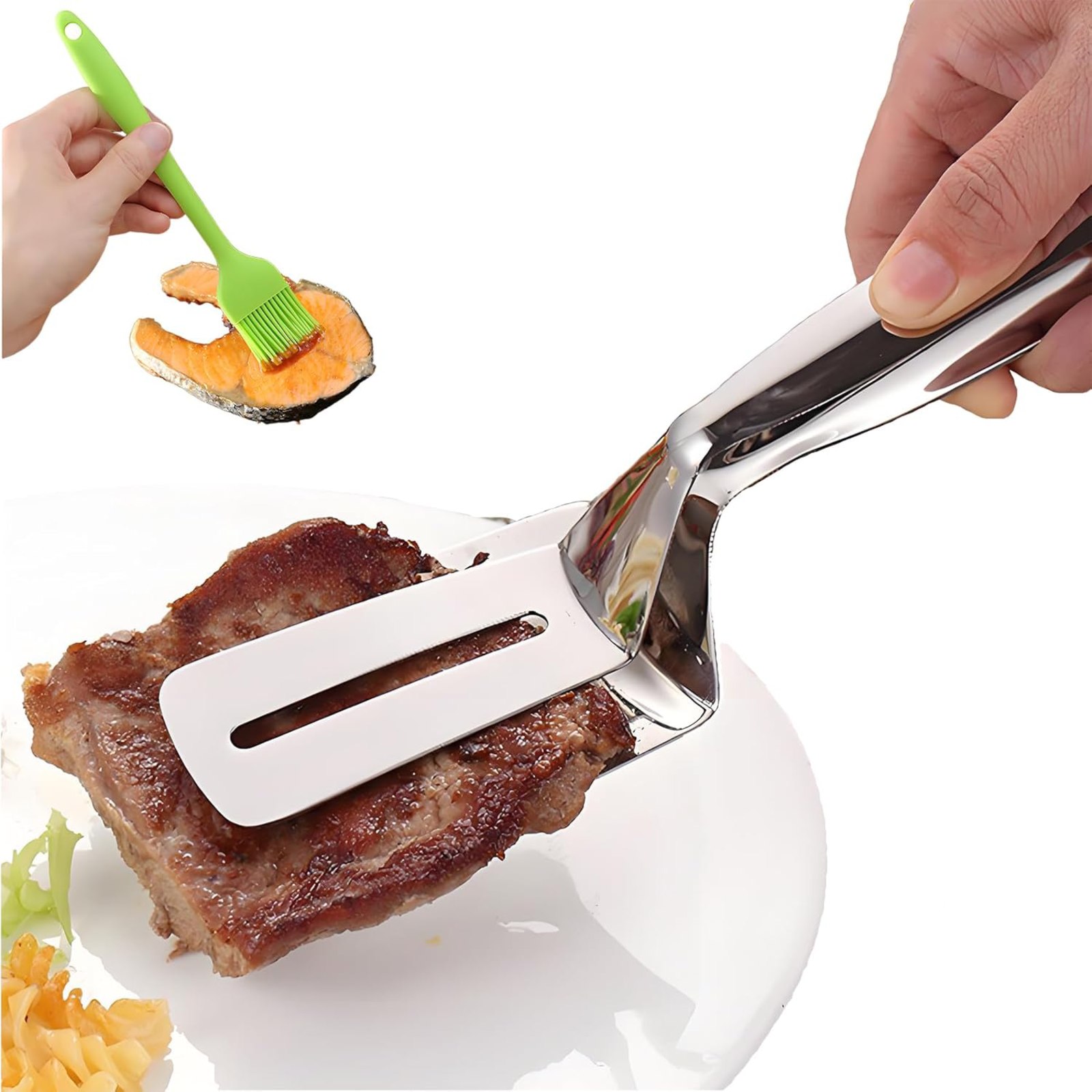 1 Pcs Stainless Steel Grill Clamp Spatula – Heavy-Duty 2-in-1 Grill ...