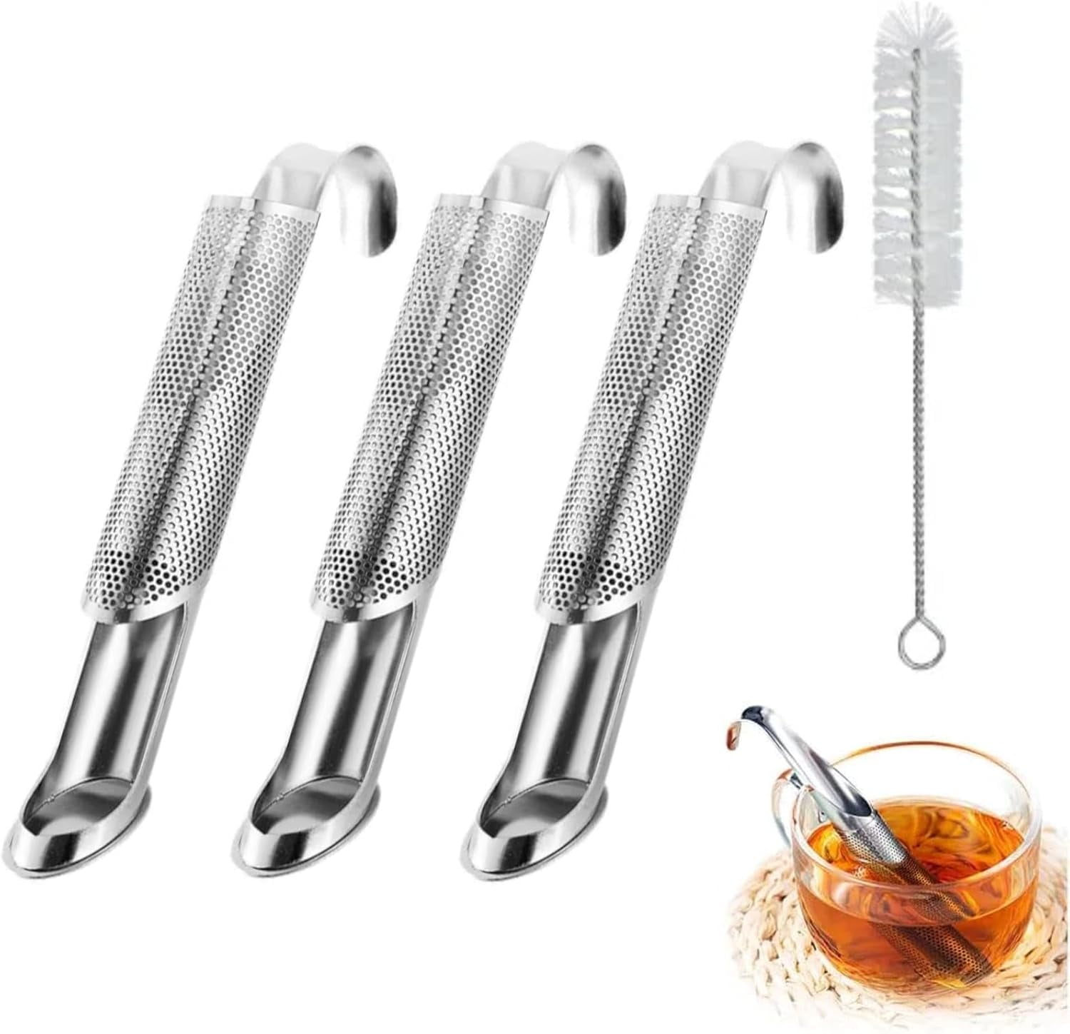 1 Pcs Stainless Steel Tea Diffuser and 1 Brush - 2025 Upgrade Tea Pipe ...
