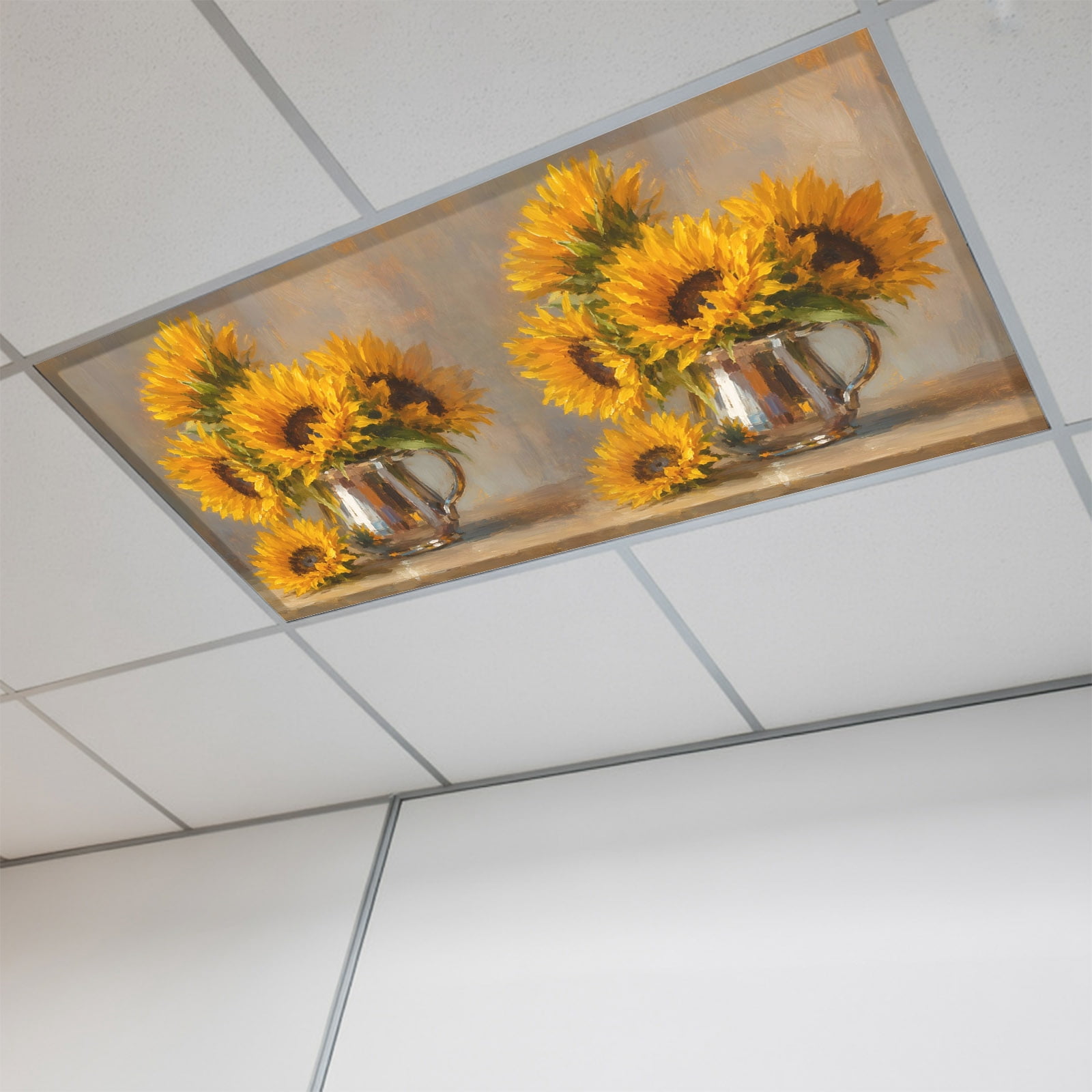 1 Pcs Sunflower Bouquet Fluorescent Light Covers Oil Painting Style ...