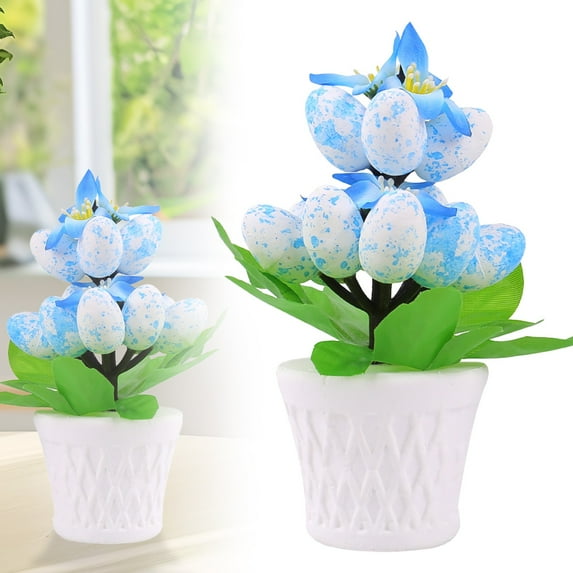 1 Pcs Tabletop Aritificial Easter Eggs Plant Potted Flower Colorful ...