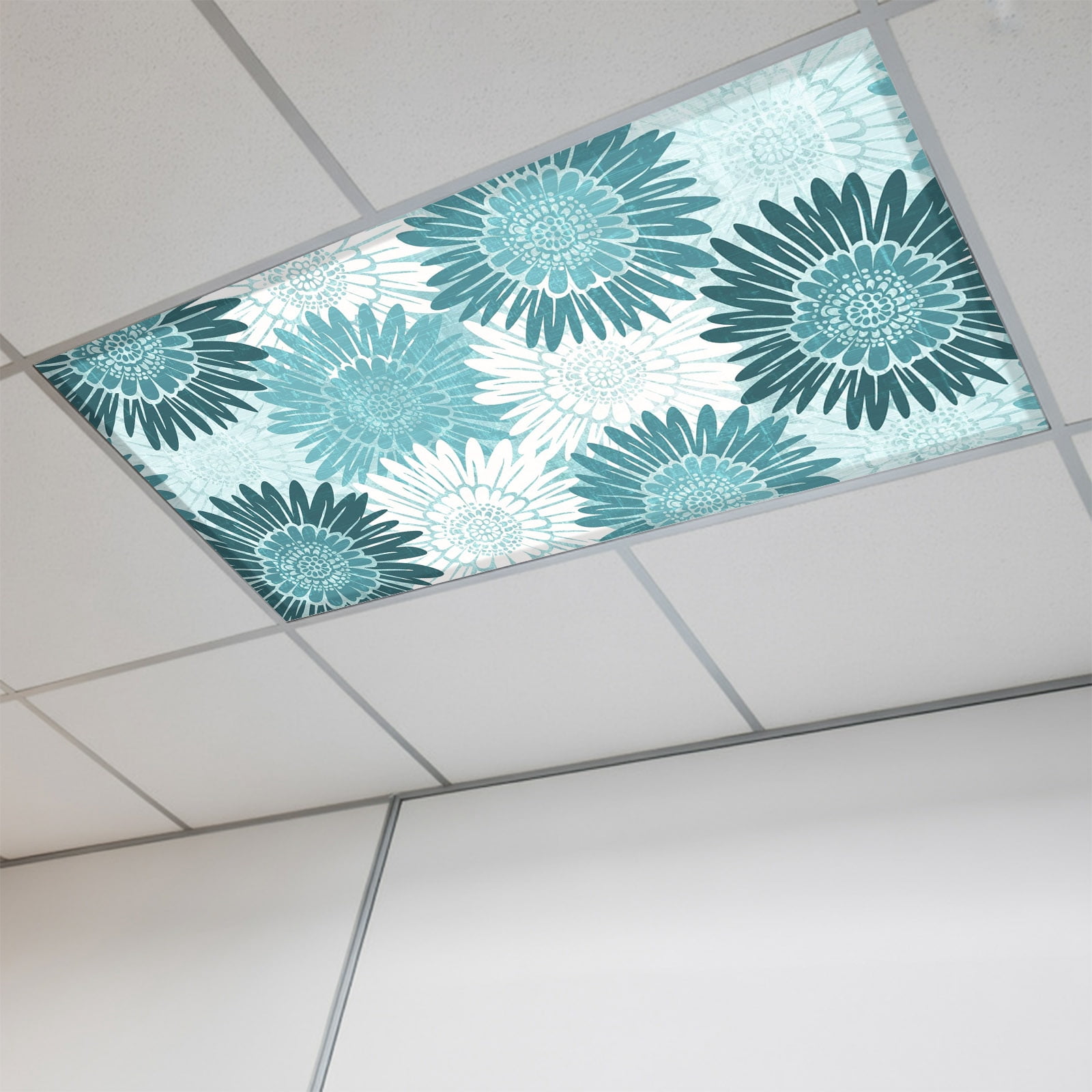 1 Pcs Teal Summer Floral Fluorescent Light Covers Farmhouse Rustic ...