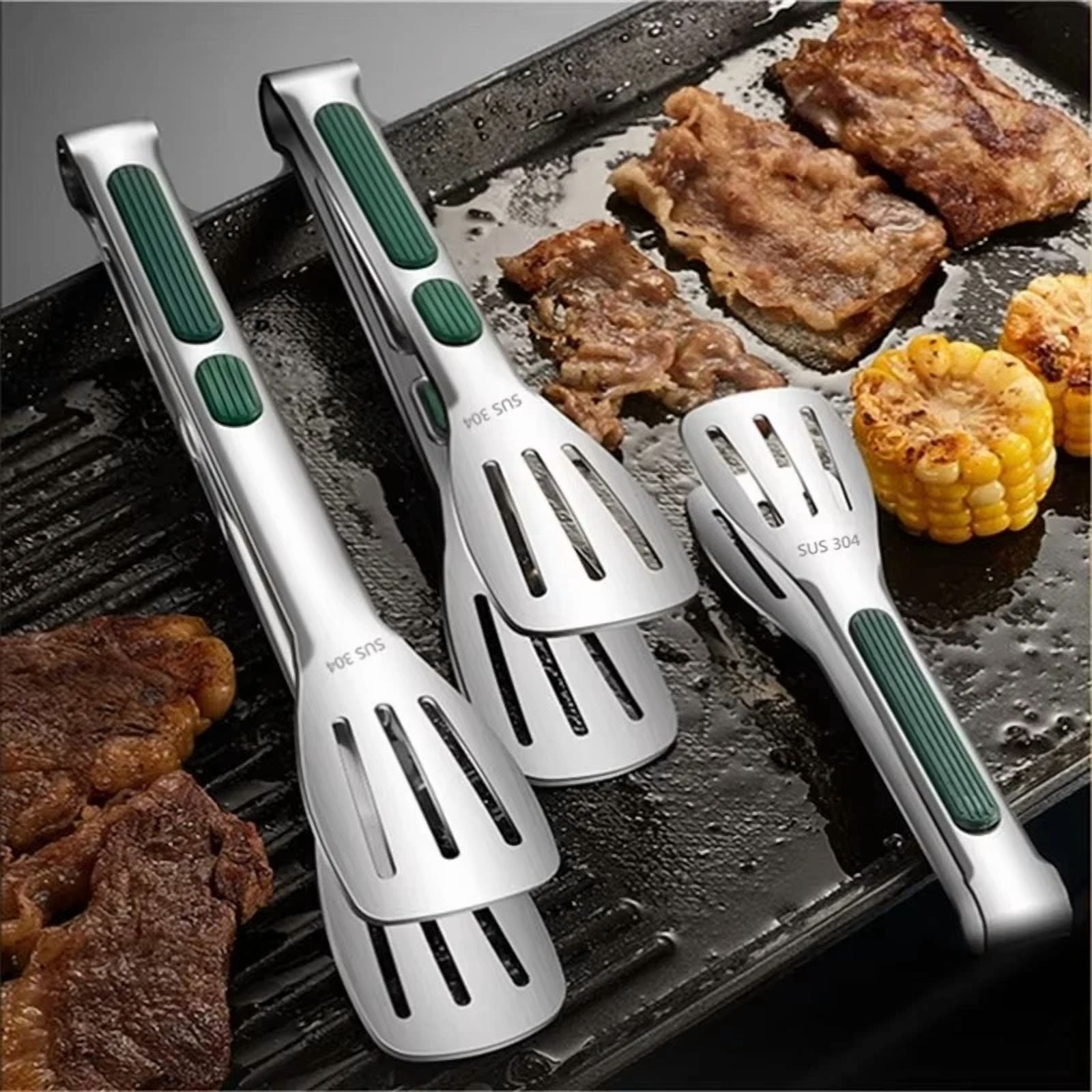 1 Pcs Tongs Steak Clamp Kitchen Stainless Steel Tool Food Clip Bread ...