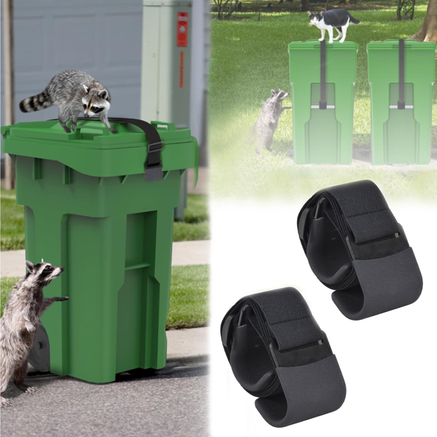1 Pcs Trash Can Lock, Durable Adjustable Trash Can Strap with Metal ...