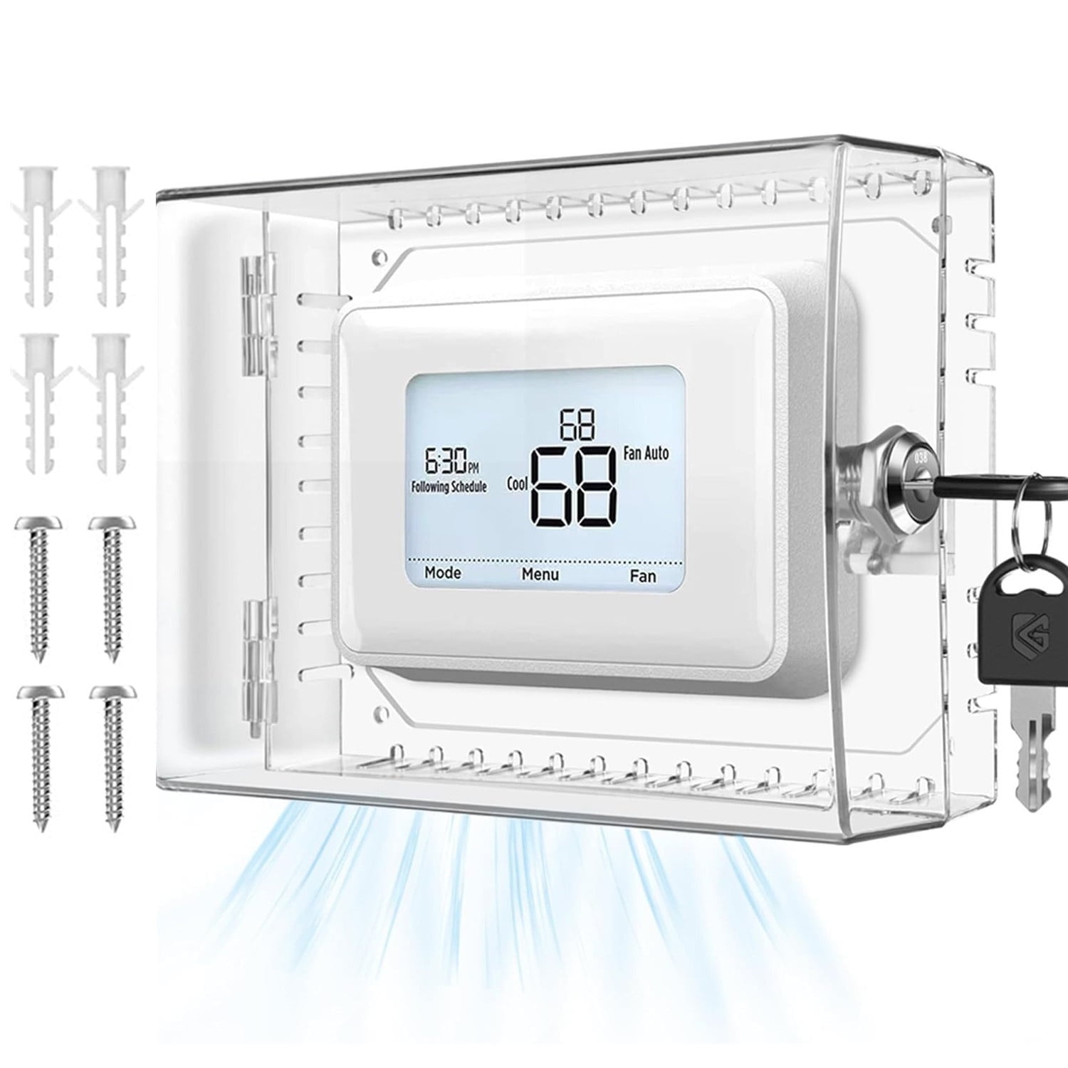 1 Pcs Upgraded Thermostat Lock Box with Key, Large Space Thermostat ...