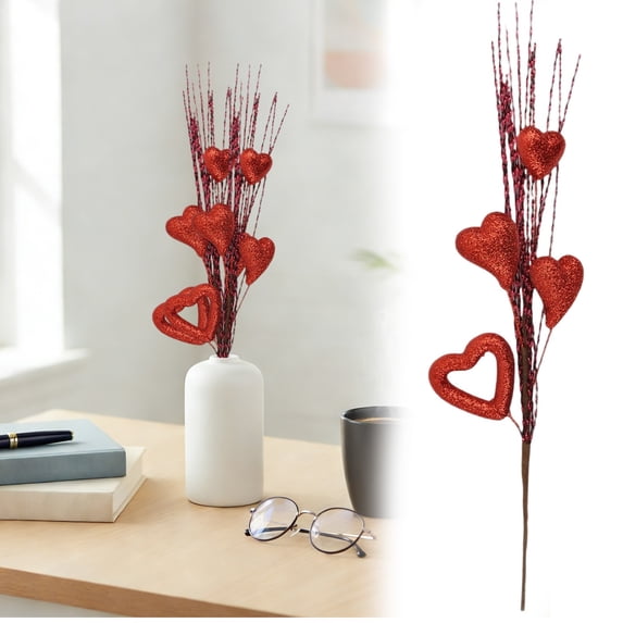 1 Pcs Valentine's Day Glitter Puffy Heart Foam Picks Sparkly Heart on ...