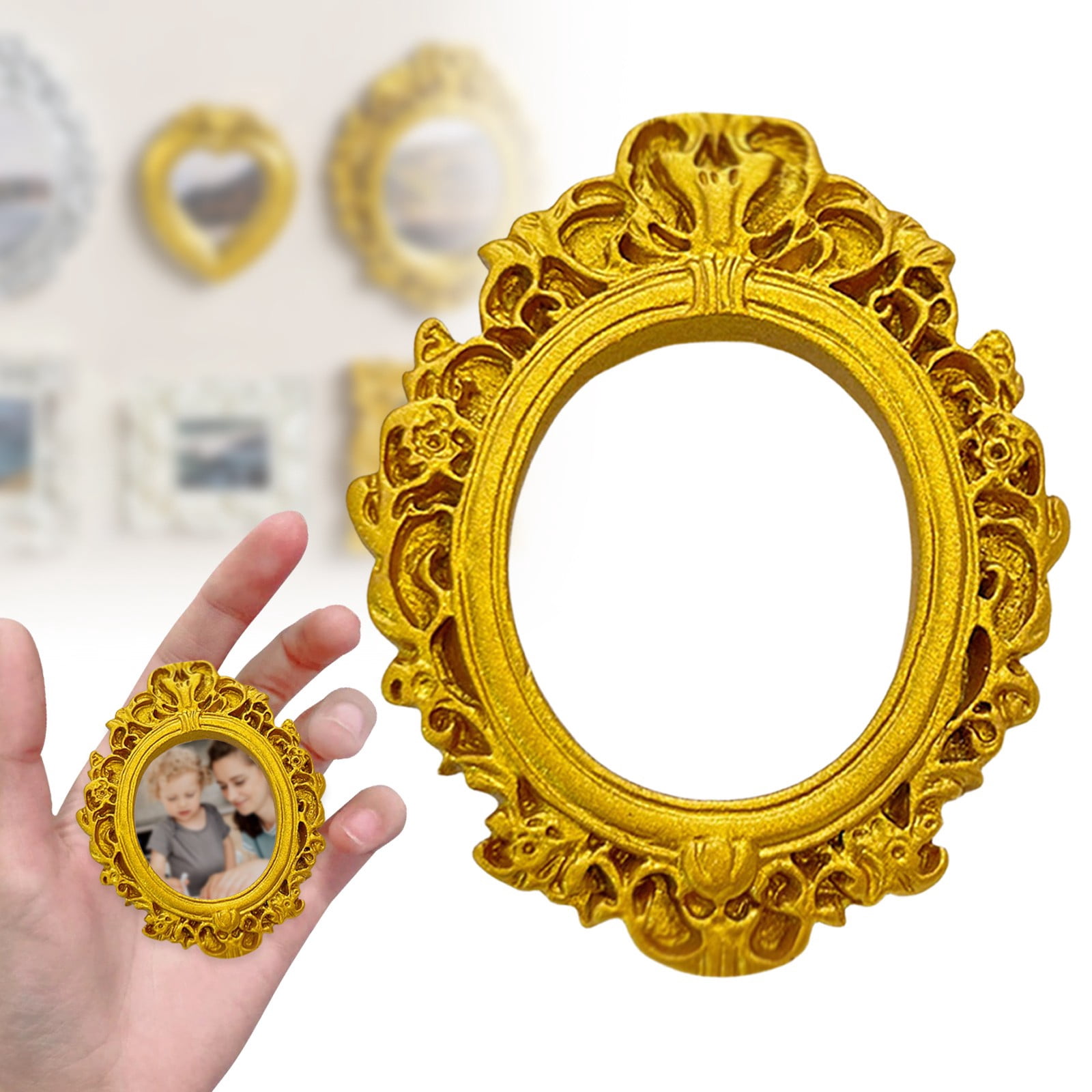 1 Pcs Vintage Resin Picture Frames, Mini Picture Frames Oval Rectangle ...