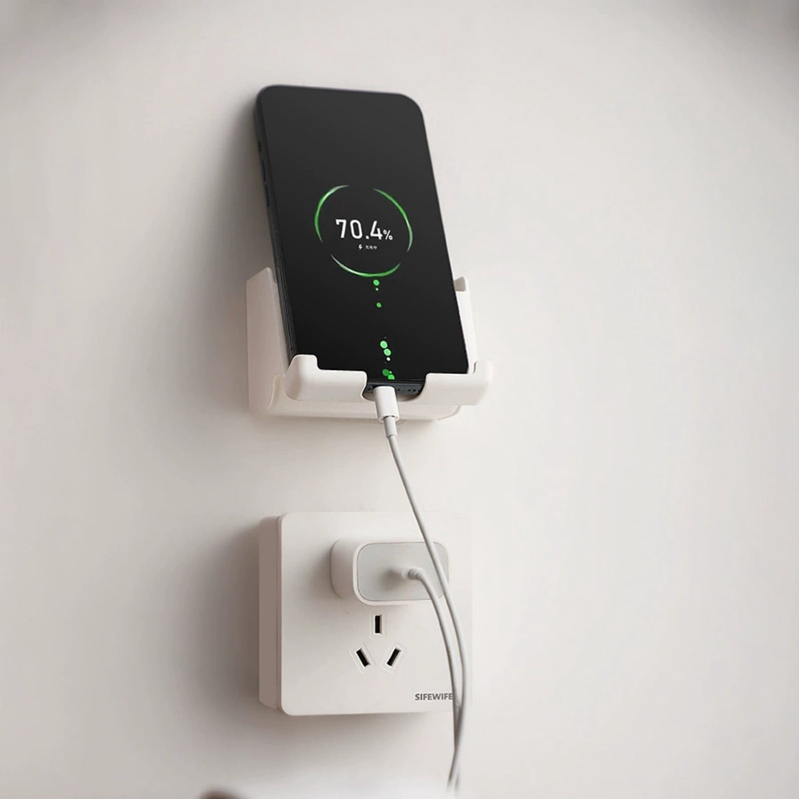 1 Pcs Wall Mounted Phone Charging Holder - Plastic Storage Rack for ...