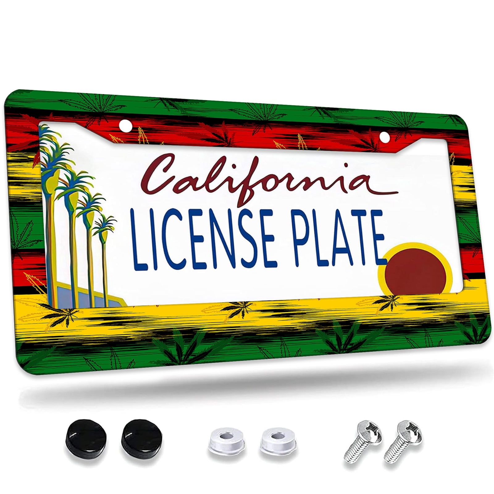 1 Pcs Reggae inspired Leaf Pattern License Plate Frame,License Plate ...