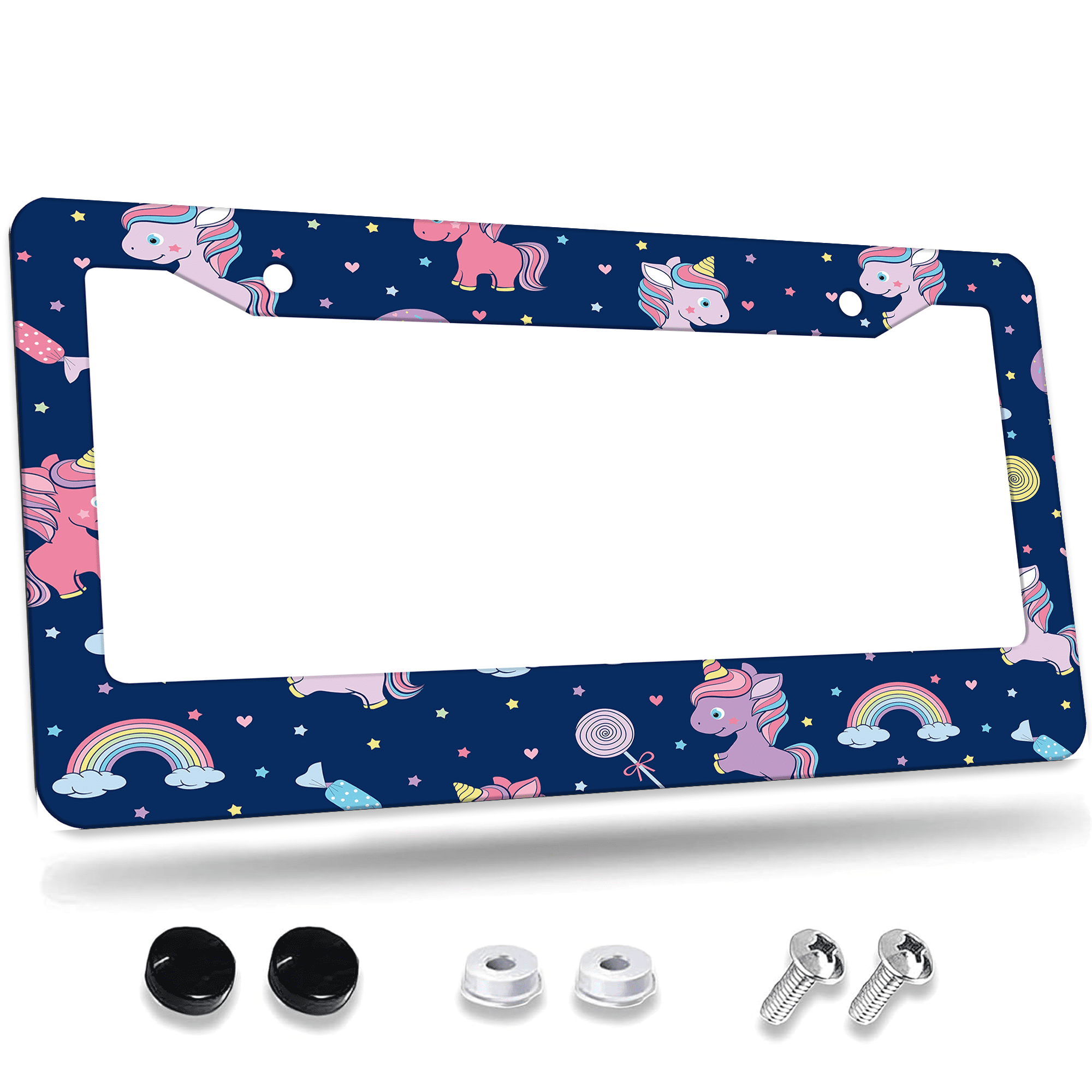 1 Pcs Whimsical Unicorn and Candy License Plate Frame, License Plate ...