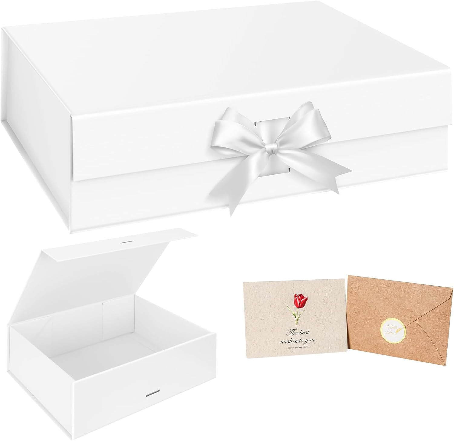 1 Pcs White Gift Boxes 13x9x4Inch,Gift Boxes with Lids for presents ...