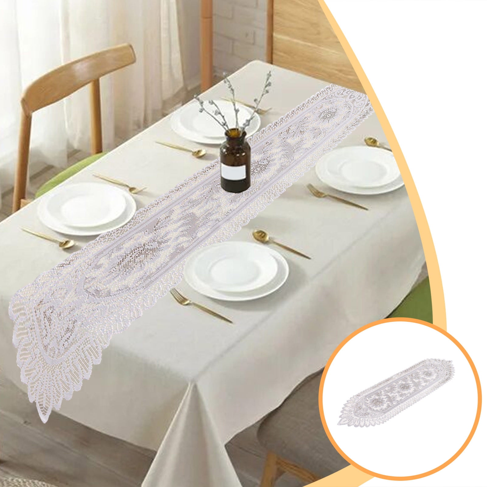 1 Pcs White Lace Table Runners 13.78x45.28in Vintage Table Runner for ...